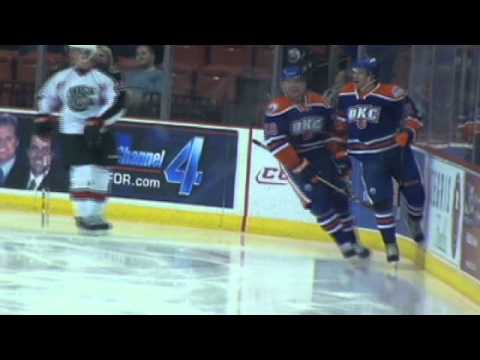 Taylor Hall Scores First Goal as OKC Barons - YouTube