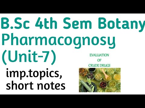 B.Sc 4th Sem Botany Unit 7 Pharmacognosy||#botany #pdf - YouTube