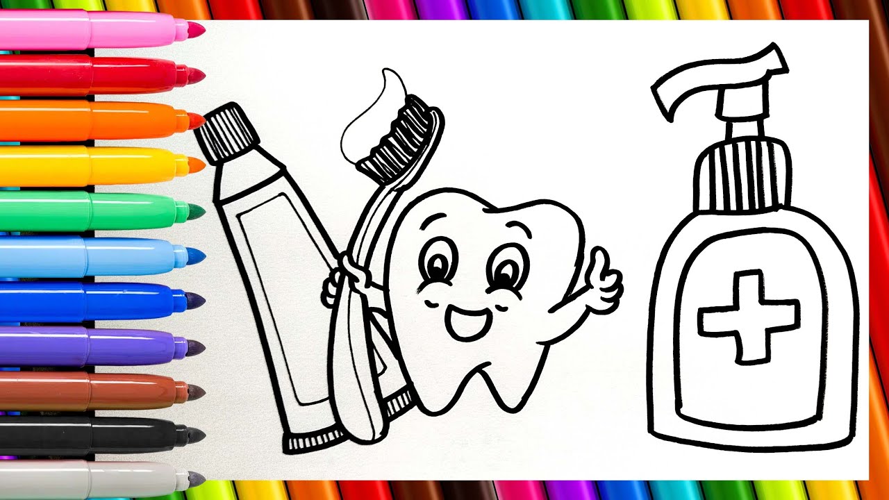 Draw Color and Painting Toothbrush, Toothpaste Tooth & Sanitizer 🦷🩺 ...