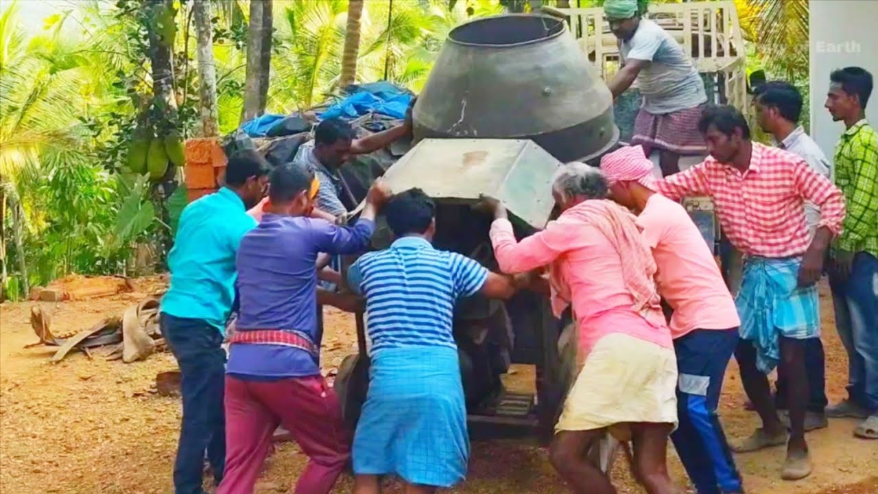 method of unloading the concrete mixing machine from the truck by ...