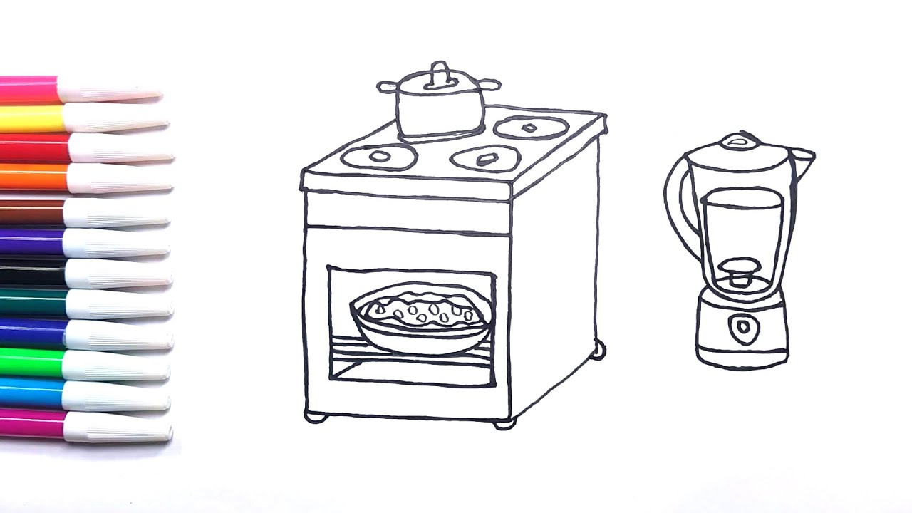Menggambar dan mewarnai gambar peralatan masak - YouTube