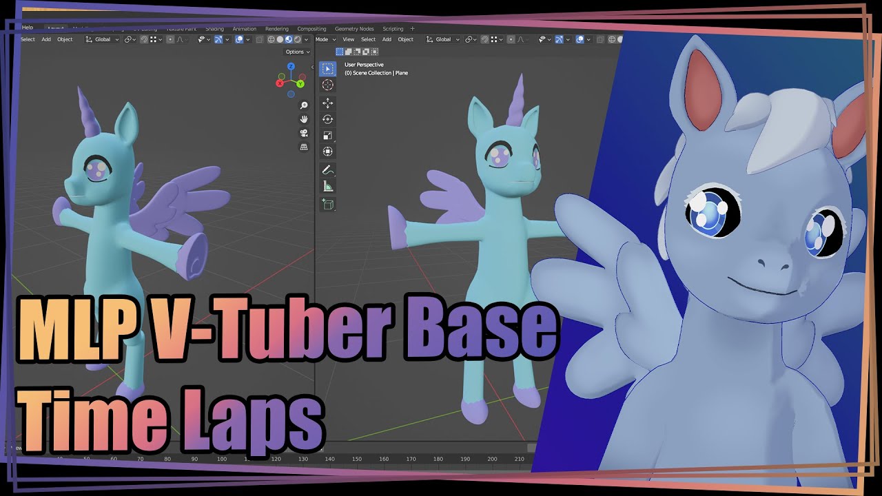 Blender // MLP V-Tuber Base Time Lapse // Vorbereitung für Aufträge ...