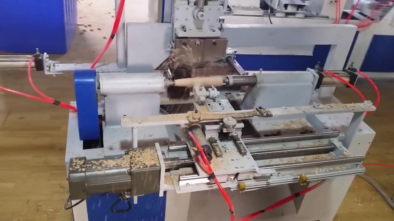 Wood handle machine - auto feeding type - YouTube