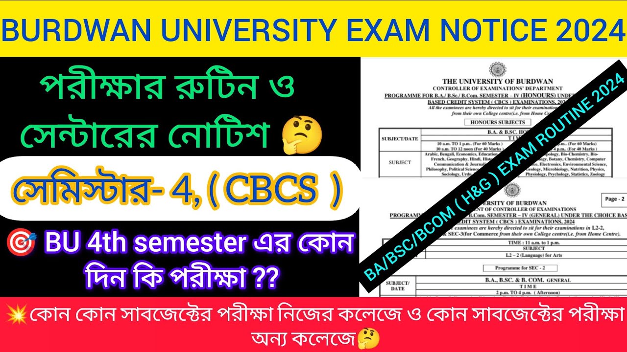 Burdwan University 4th semester examination routine 2024 | Burdwan ...