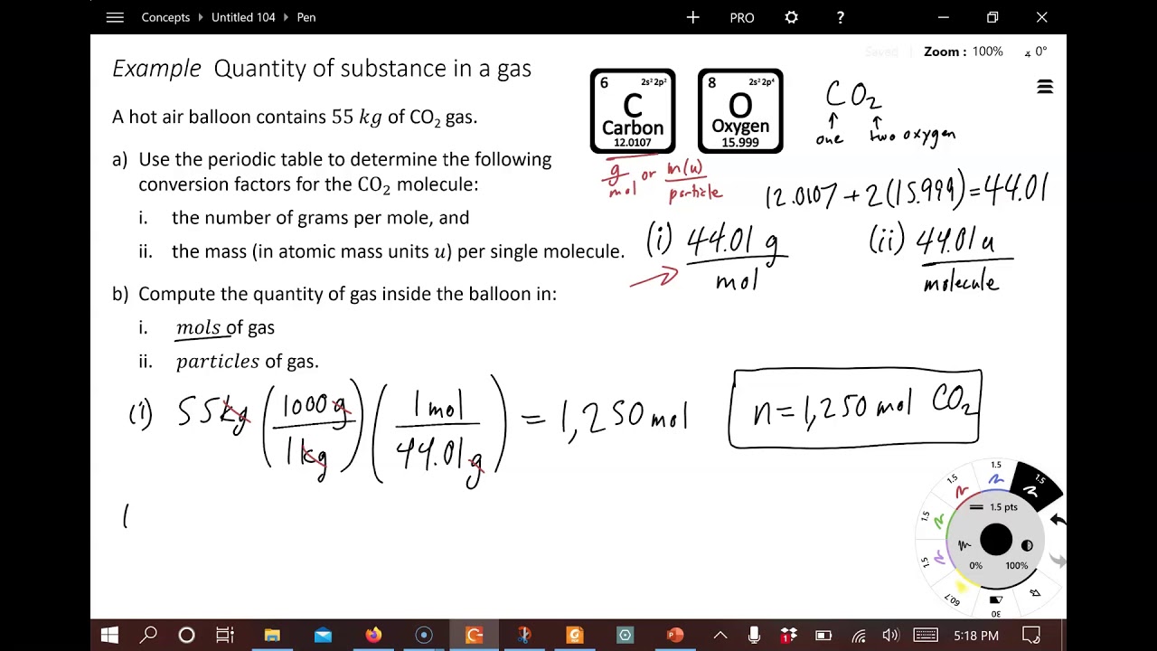 Example Quantity of substance in a gas - YouTube