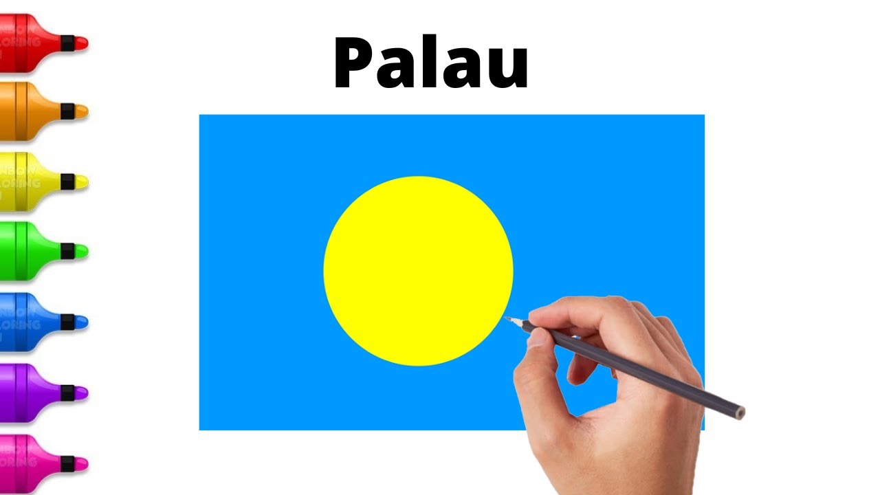 Palau flag drawing easy | How to draw the National Flag of Palau - YouTube