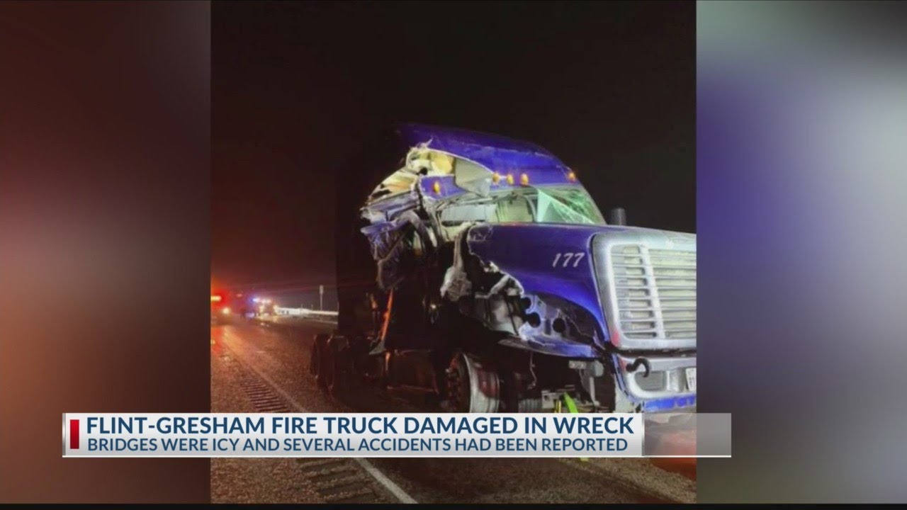 NEW DETAILS: Flint-Gresham fire engine heavily damaged when hit by 18-wheeler - YouTube