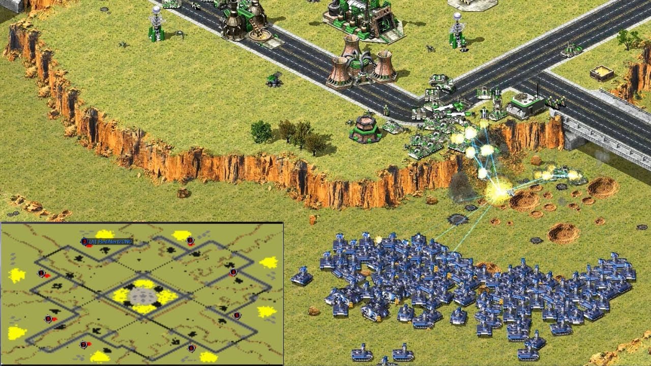 Red alert 2 | Extra Hard Ai | 7 Vs 1 | Ore Gardens Map | Tesla Tank ...