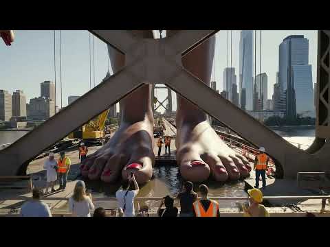 Giant woman stabilizing the bridge • Creative CGI moment