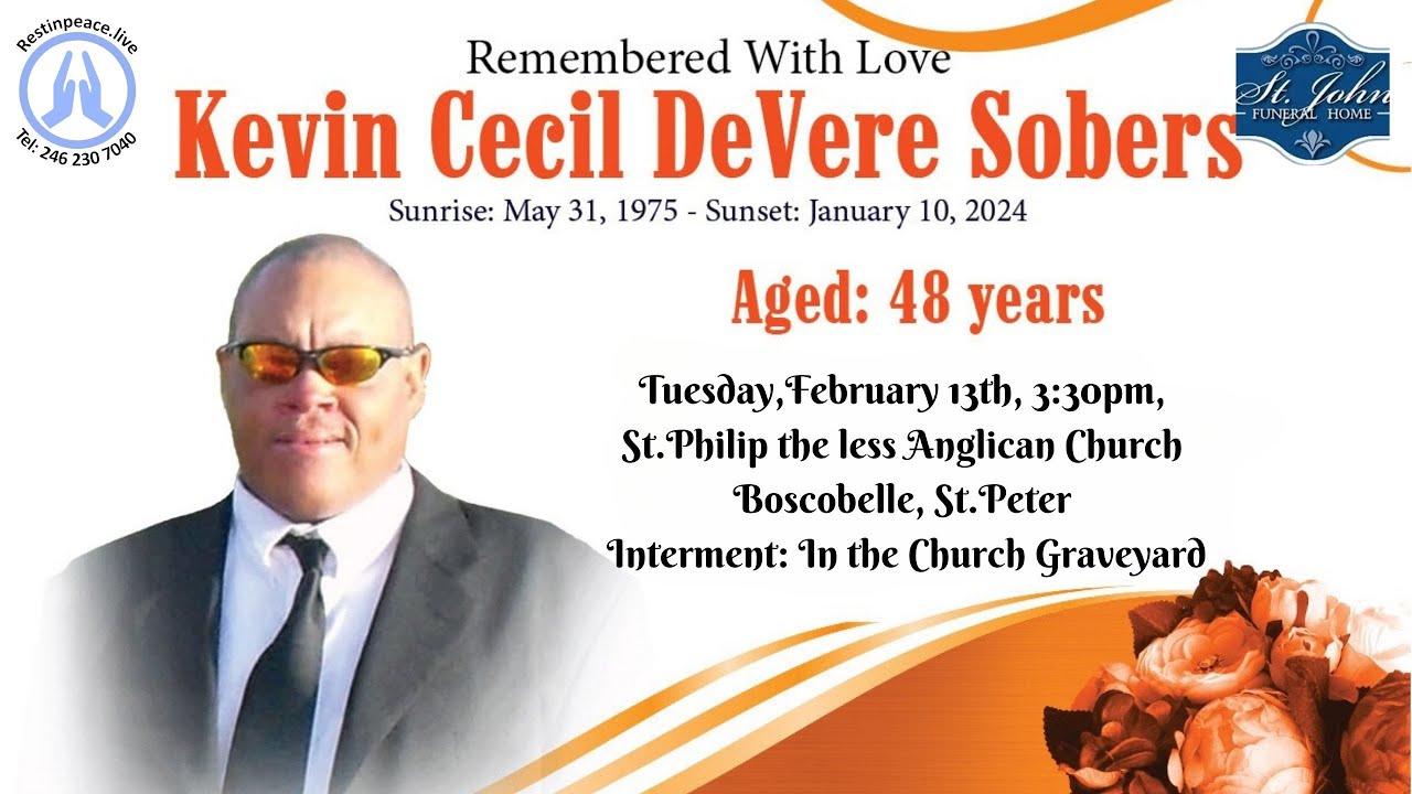 Live stream of Funeral Service for Kevin Cecil DeVere Sobers - YouTube
