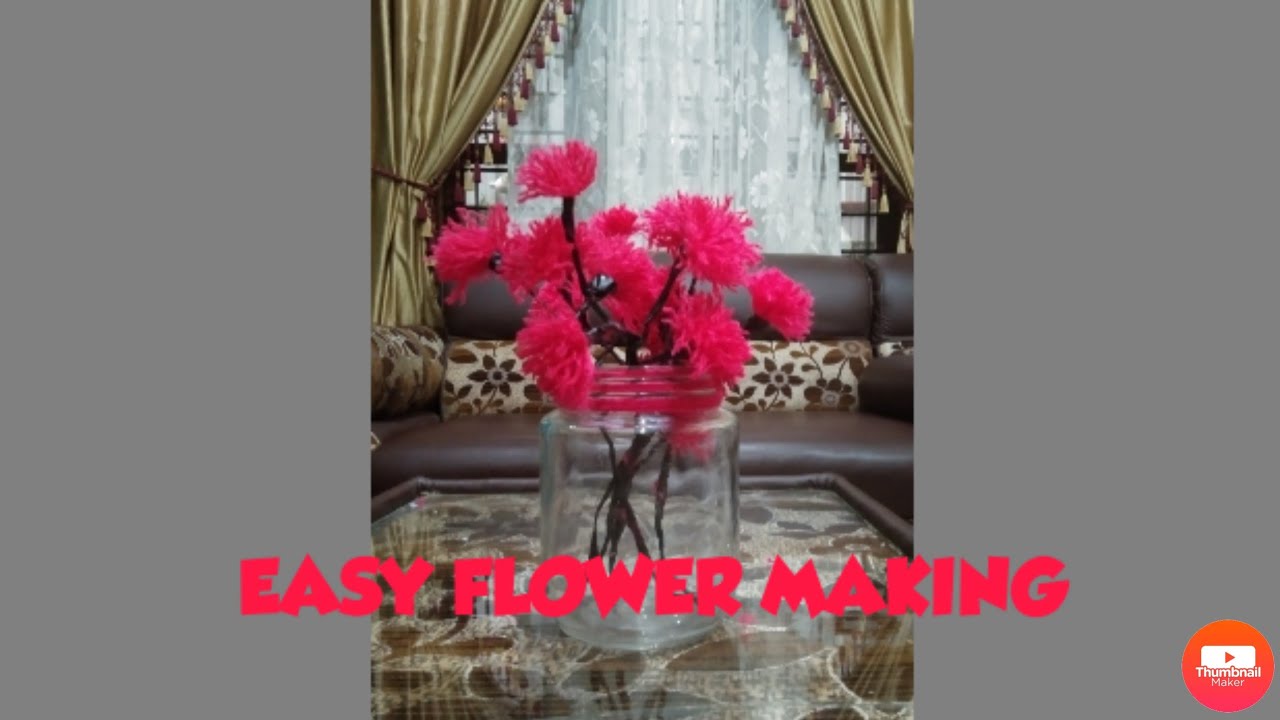 Flower making easy using threads - YouTube
