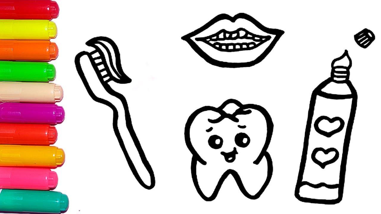 Oral Hygiene Drawing, Painting and Coloring for Kids & Toddlers | How ...