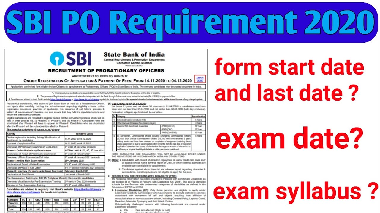 SBI PO new vacancy 2020 | SBI PO new bharti 2020 | SBI PO requirement ...