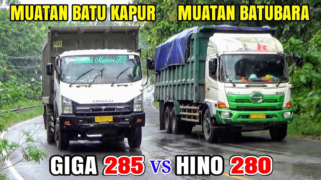 Dump Truck Full Muatan !! FUSO FJ 2523, HINO FL 260, GIGA FVZ 285, Kontainer ditanjakan Alas ...