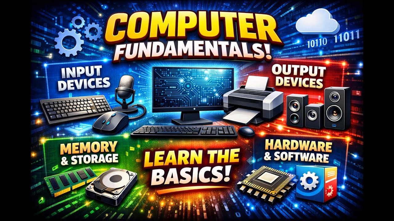 Computer Fundamentals | Input Output Memory Hardware Software | Basic Computer Class - YouTube