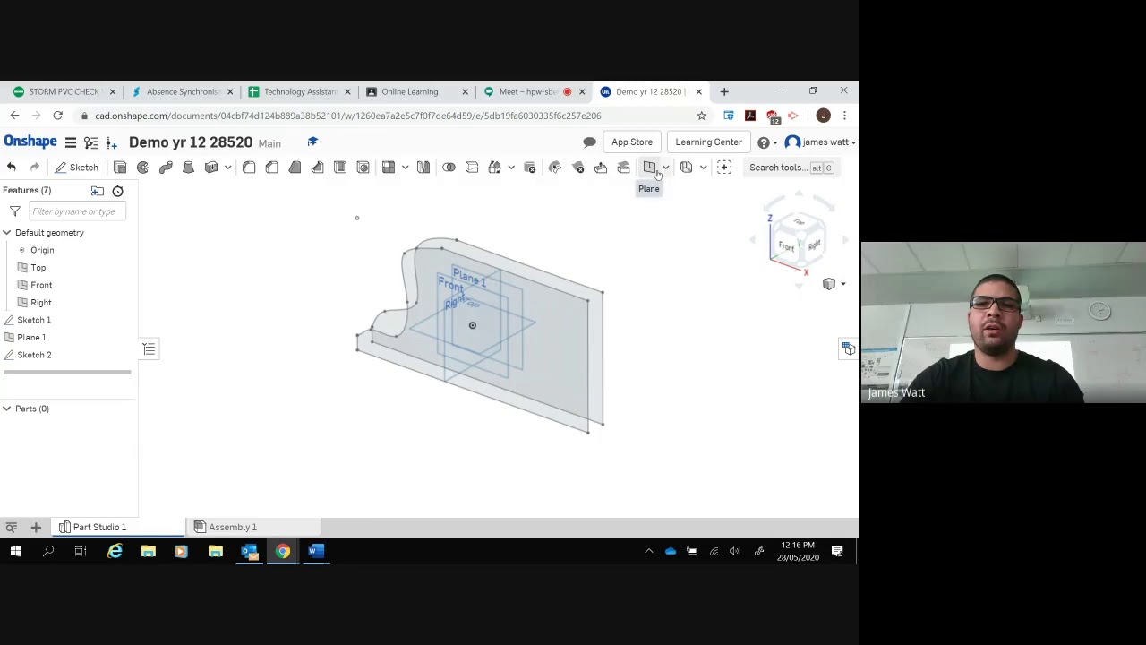 Onshape DEMO Using planes to place sketches - YouTube