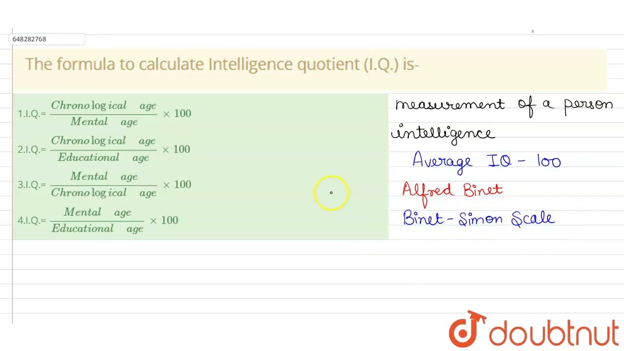 Intelligence Quotient Formula