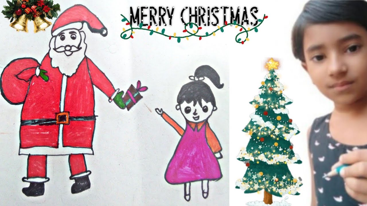 Christmas drawing for kids /easy Christmas drawing step by step ...