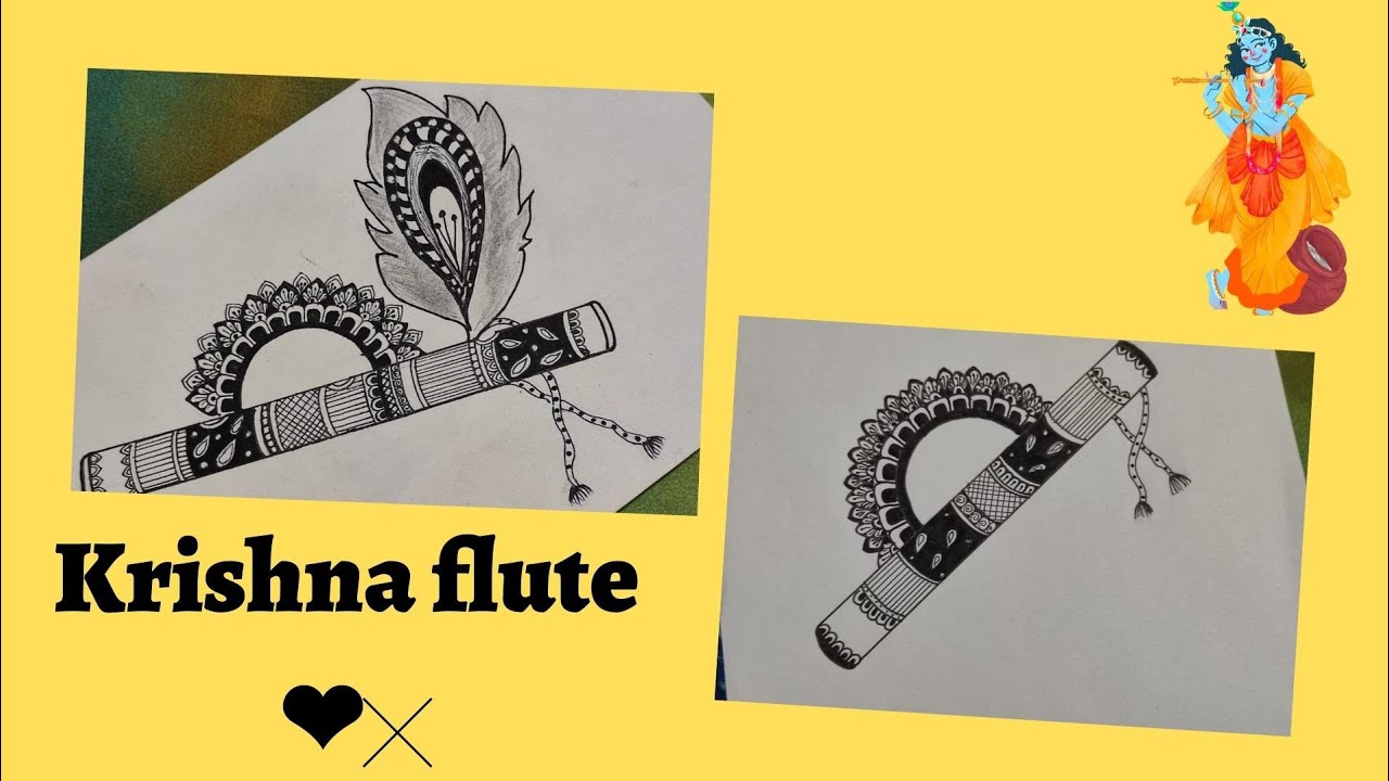 || Krishna Basuri Mandala 🌸 ||How to make a flute || Step by Step ...