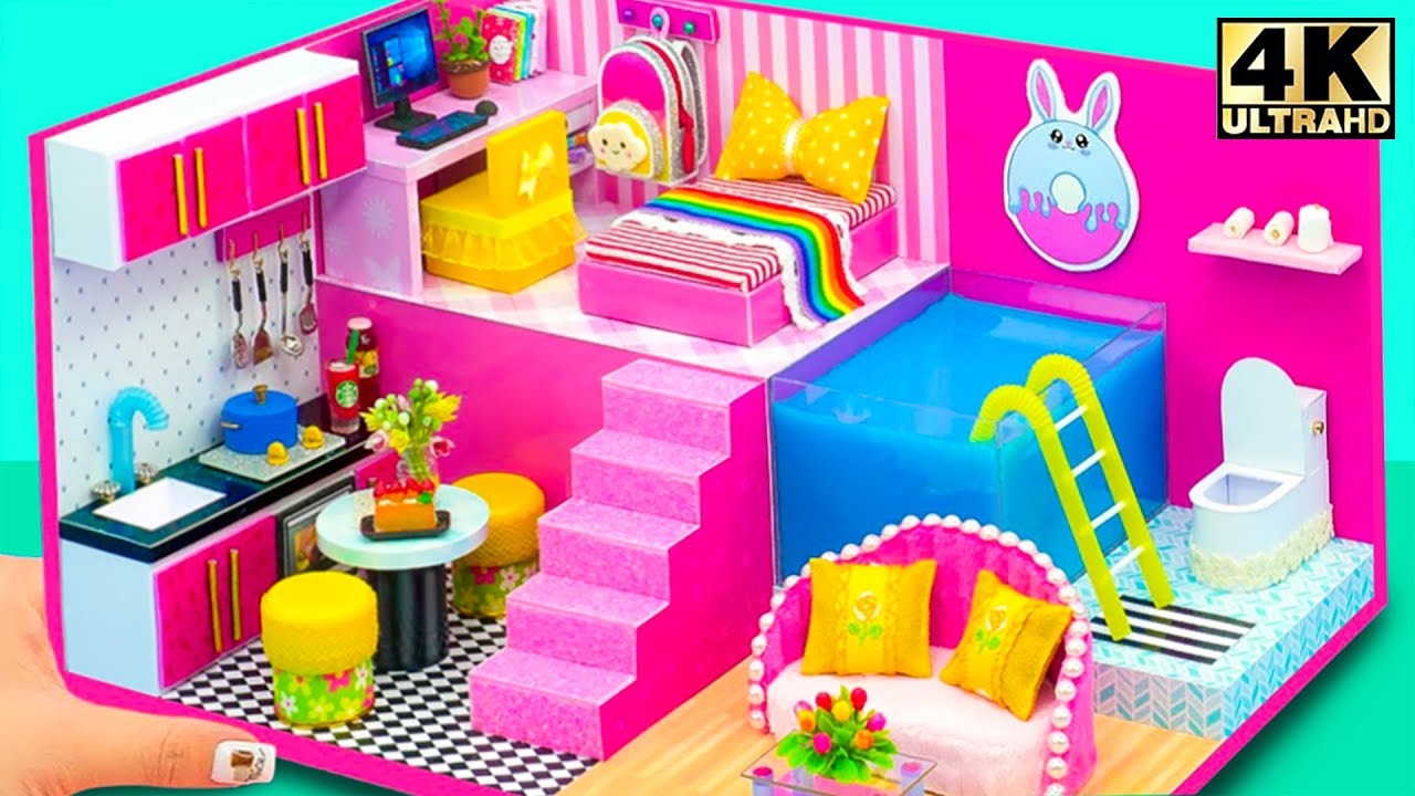 Build Your Own Simple Pink House with Bedroom, Kitchen, Living Room ...