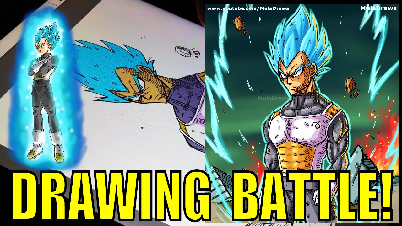 Drawing Vegeta SSJ Blue ☆ DRAWING BATTLE WITH TOLGART!!! - YouTube