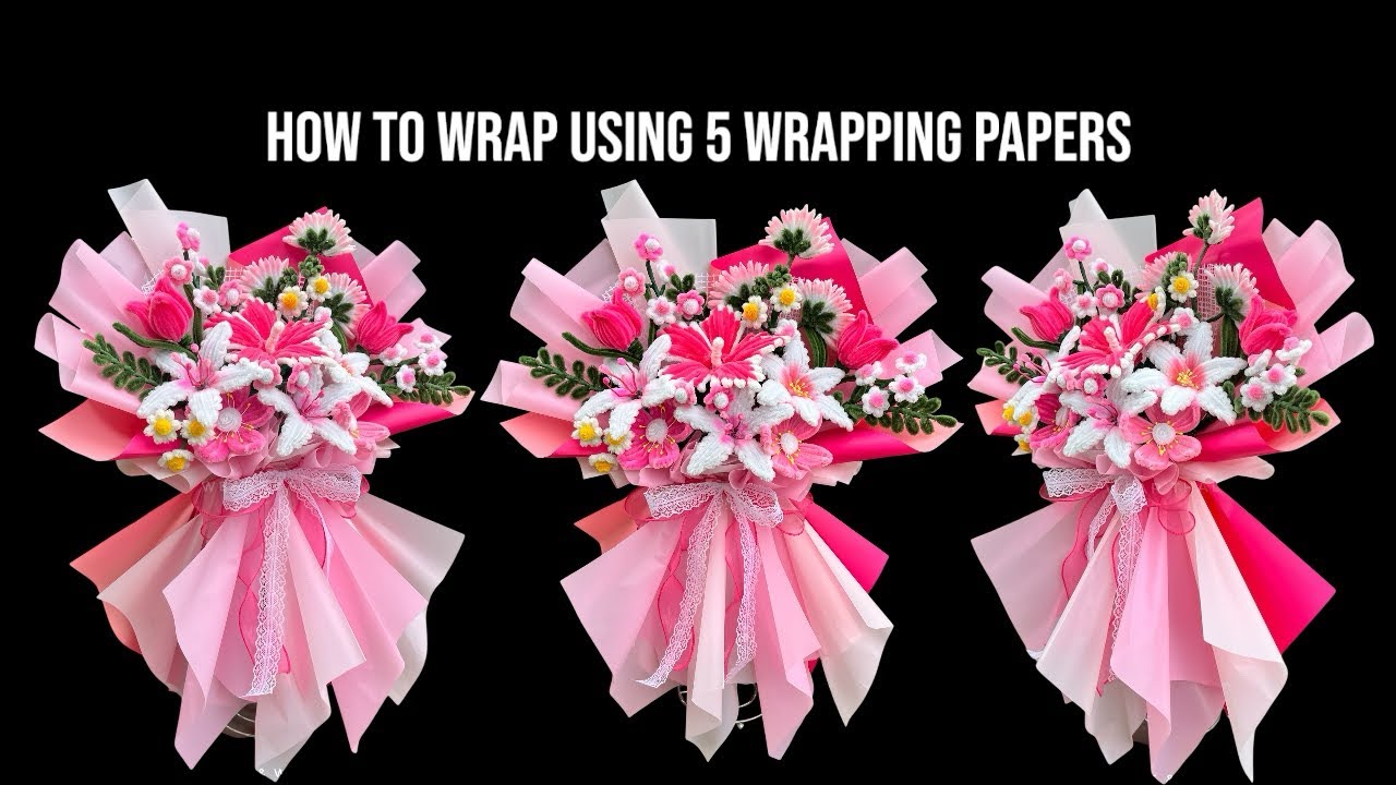 Big Bouquet Wrapping Tutorial/ How to Wrap using 5 Wrappers - YouTube