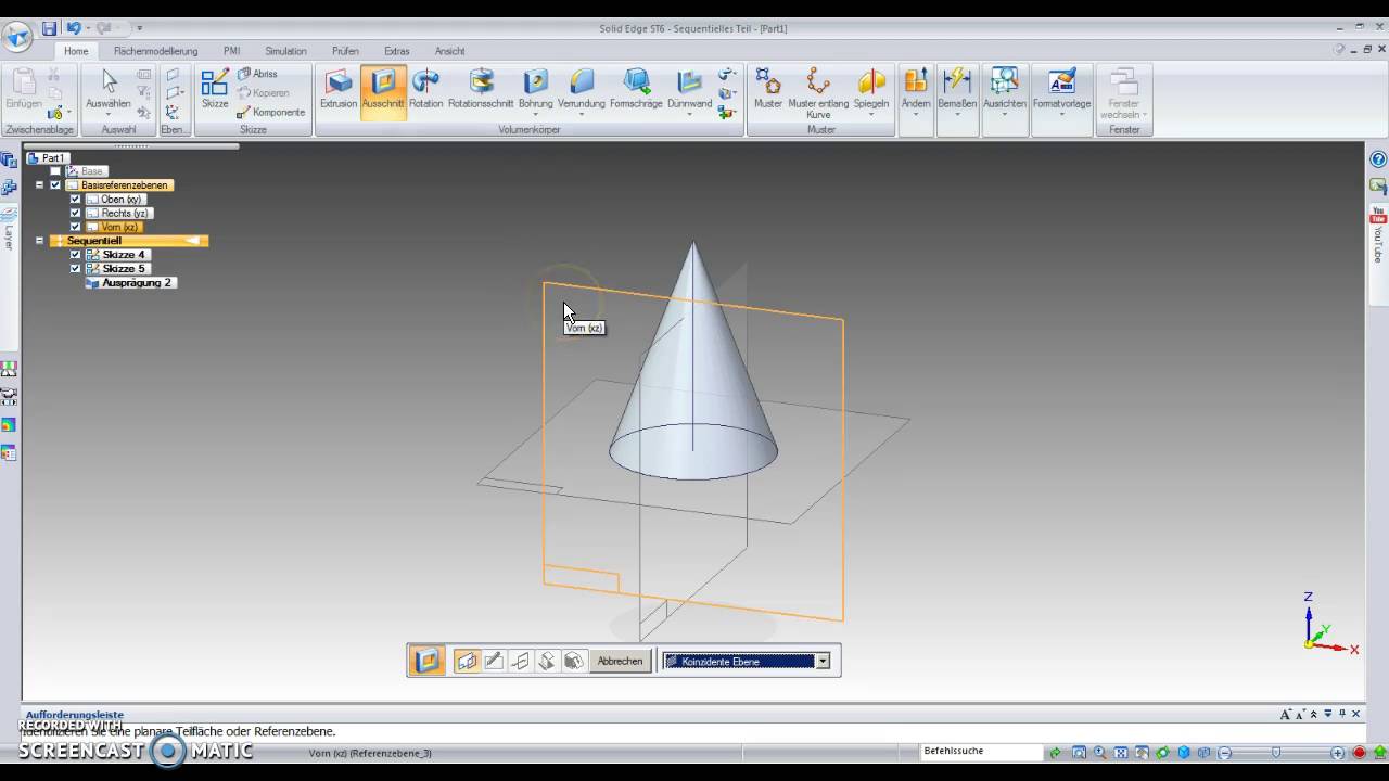 Solid Edge: Kegel mit Hyperbelschnitt - YouTube