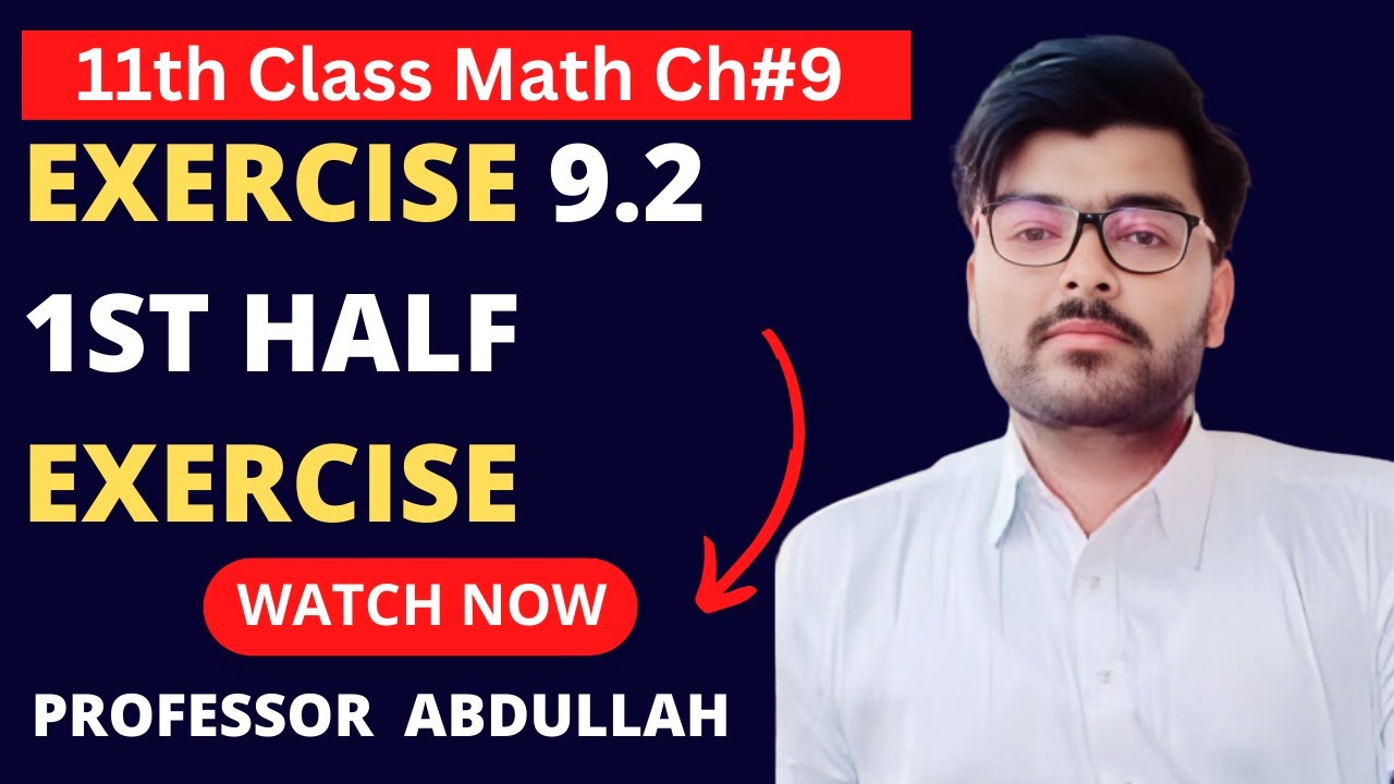 First Year Mathematics Chapter No 9 Exercise 9.2 Q.No 1,2,3,4 Part 1 - YouTube