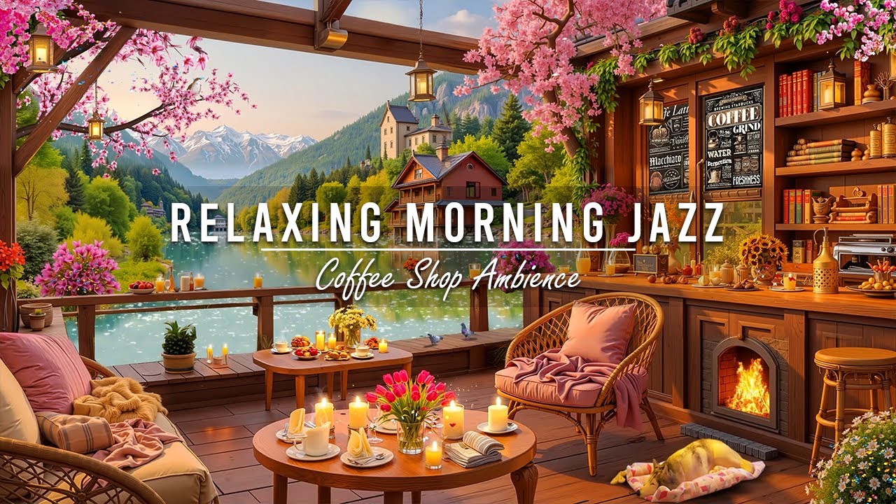 Soft Jazz Instrumental Music ~ Spring Lakeside Porch Ambience 🌺 ...