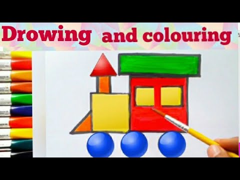 Shapes || train || drowing and colouring || simple arts for Kids🌷🌷 ...