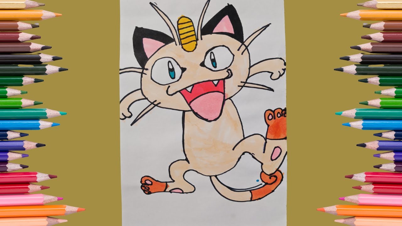 Pokemon - Meowth - drawing and colouring - YouTube