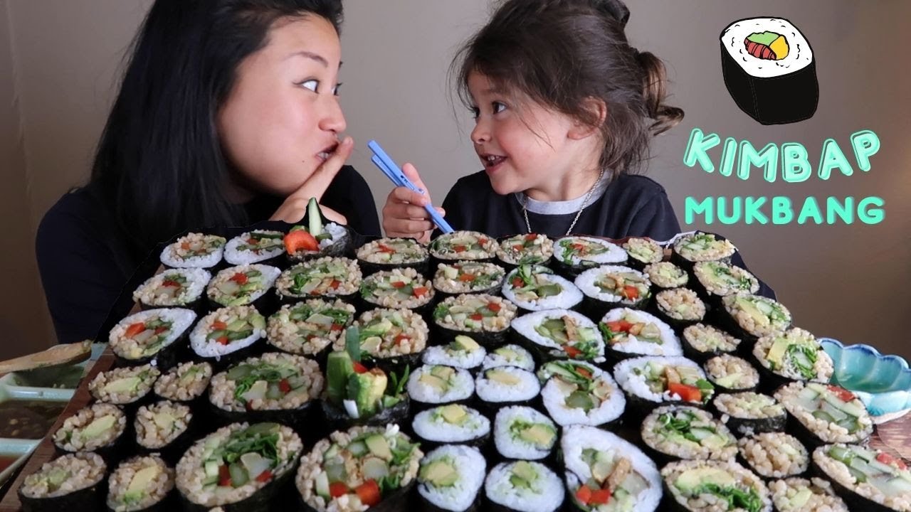 Kimbap Mukbang | 김밥 먹방 | Korean Sushi | Birthday Eating Show | Family ...
