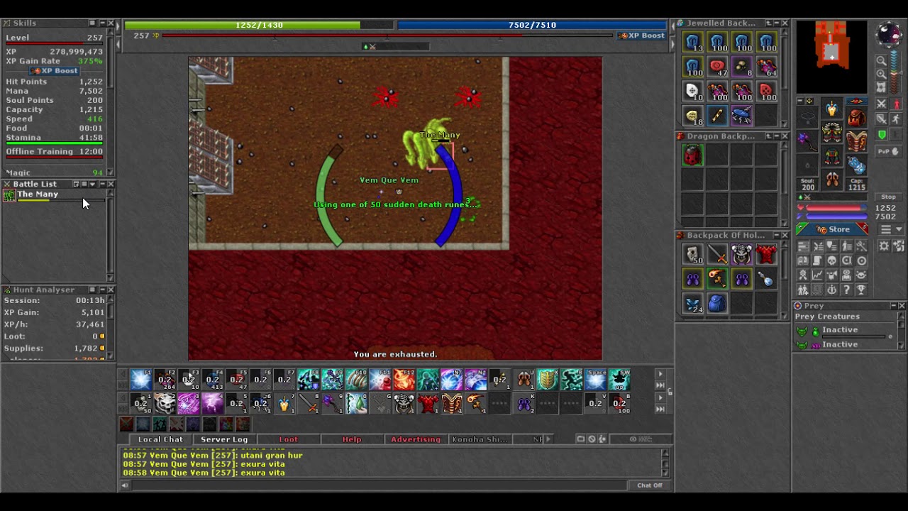 tibia no server taleon san //matando o boss da hydra e dropando o egg ...