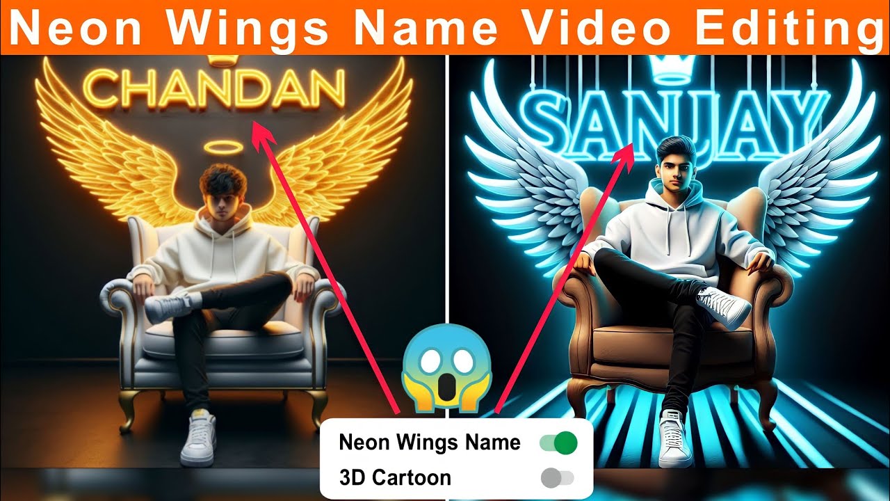 3D Neon Wings Name Video Editing Tutorial || Trending Wings Name Video ...
