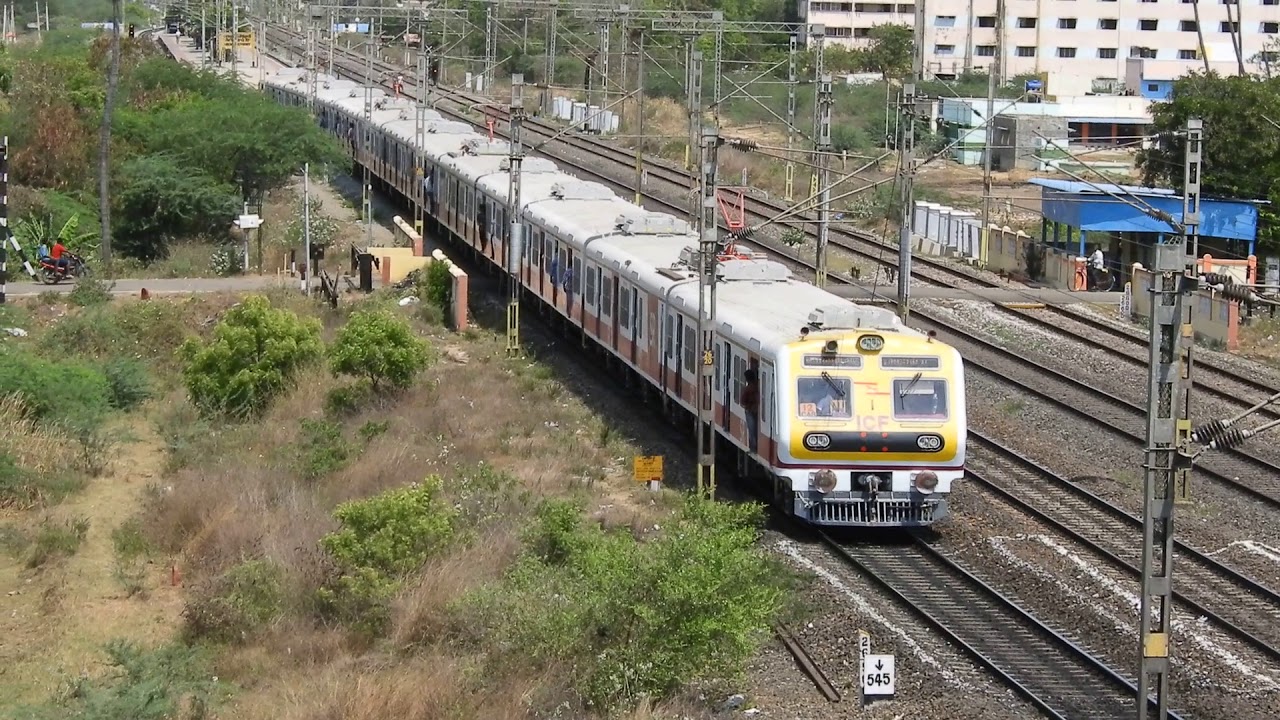 Chennai Suburban train with new ICF made coaches - YouTube