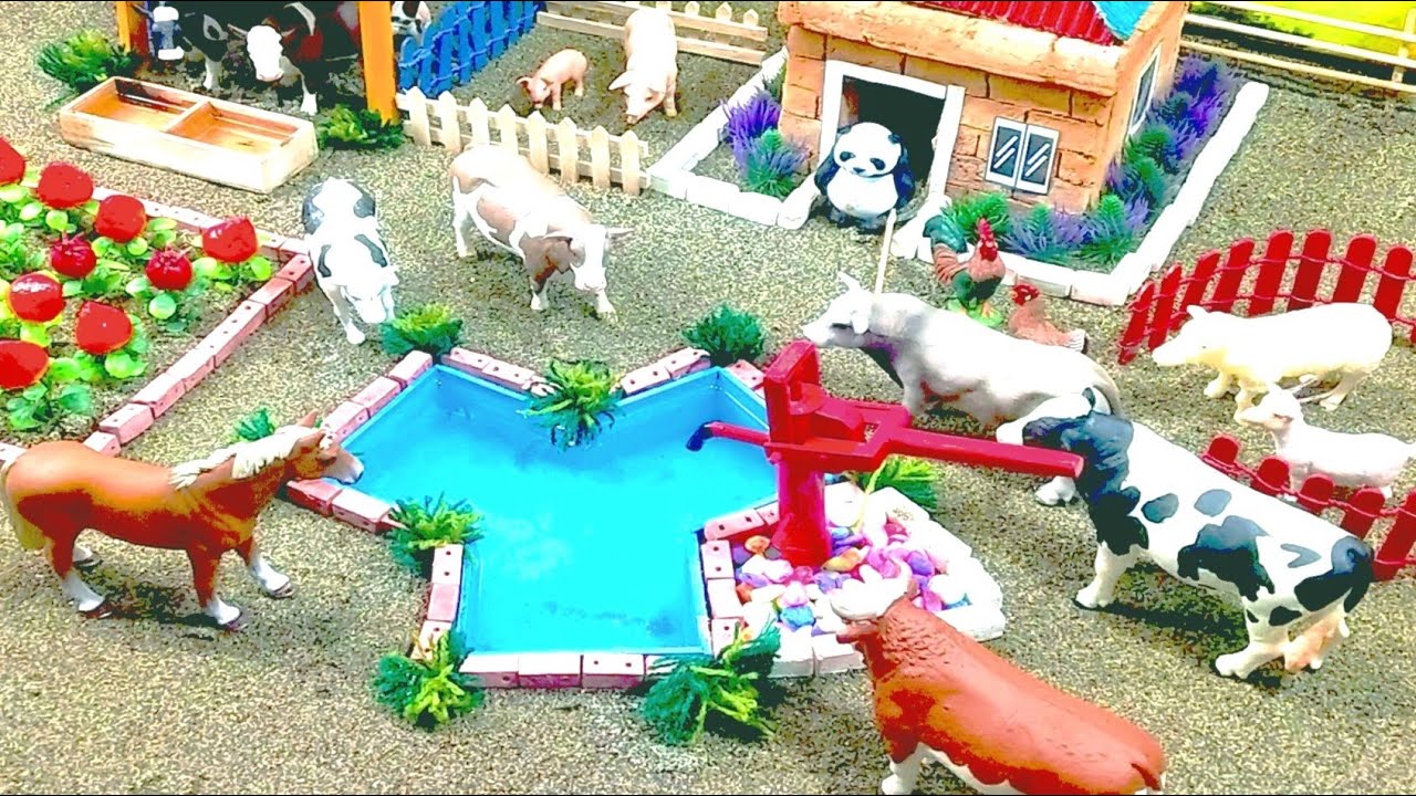 DIY Mini Farm Diorama With House For Cow | Funny Cute panda herding ...