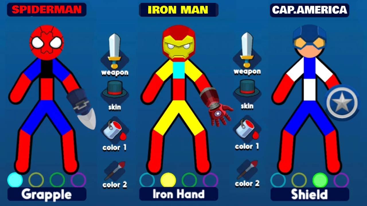 SPIDERMAN vs IRON MAN vs CAPTAIN AMERICA - Supreme Duelist Stickman New ...