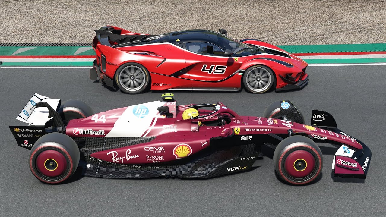 Lewis Hamilton Ferrari F1 2025 vs Ferrari Supercars & Hypercars at ...
