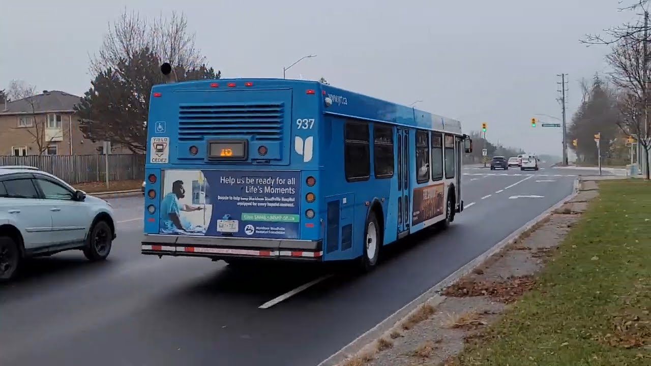 YRT 2009 New Flyer D40LF 937, 16 16th Avenue! - YouTube