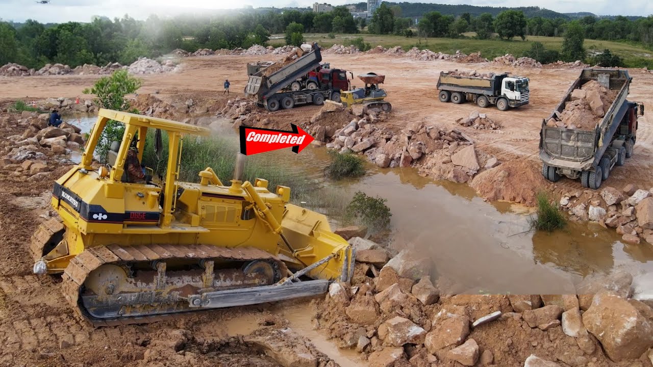 Part.40| Super Komatsu Dozer Pushing Stone Slide Linking Places Into ...