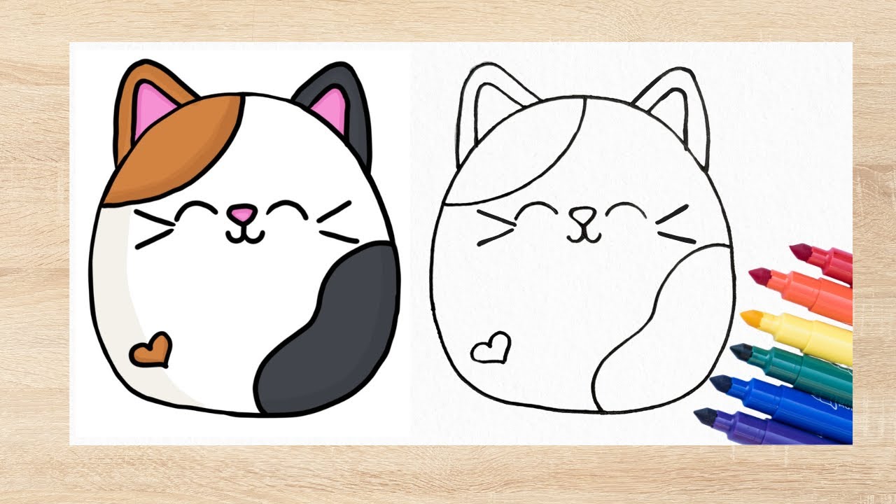 How to Draw a Cute Cat Squishmallow – Easy Cartoon Tutorial - YouTube