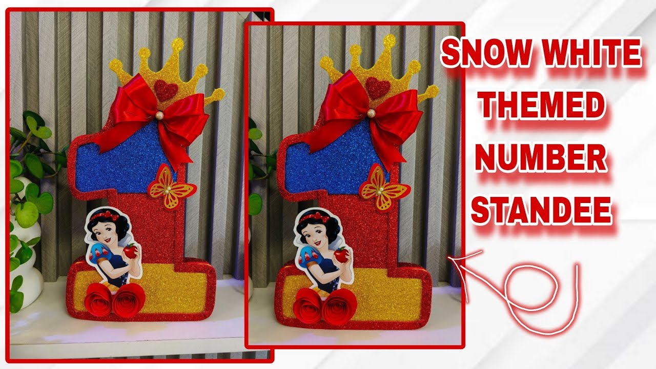 DIY | SNOW WHITE THEMED NUMBER STANDEE - YouTube