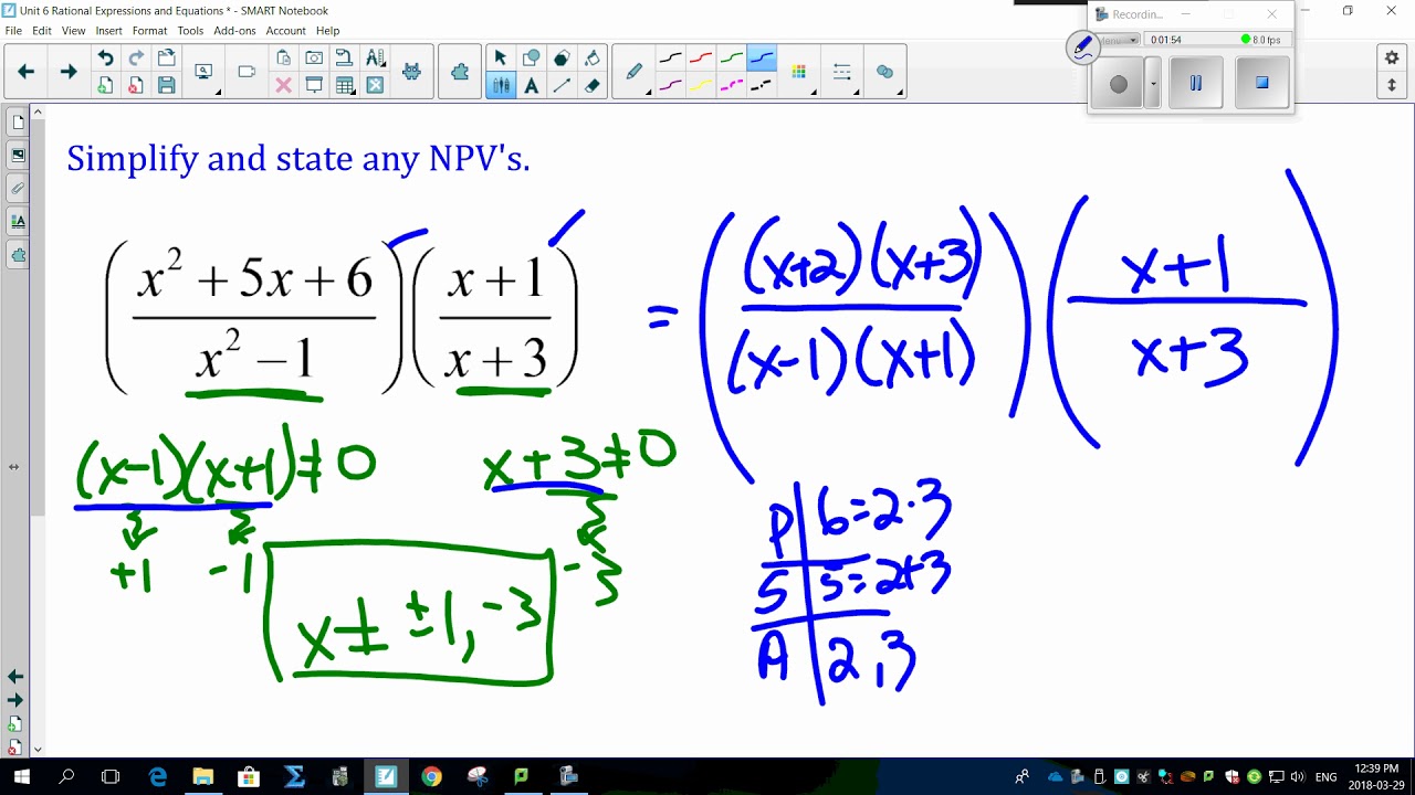 Unit 6 2 2 Multiplying Rational Expressions Part 1 - YouTube