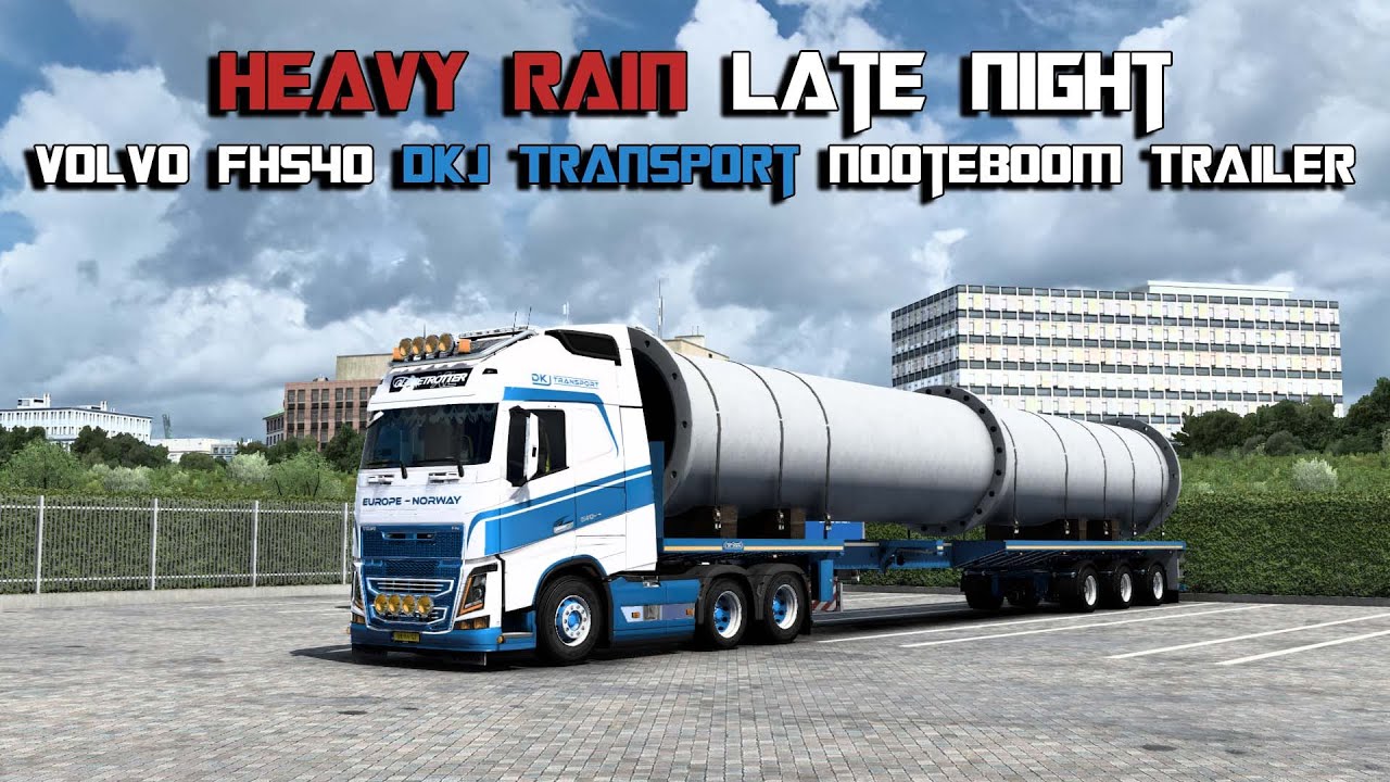 HEAVY RAIN Late Night Volvo FH540 DKJ Transport Nooteboom Trailer ...