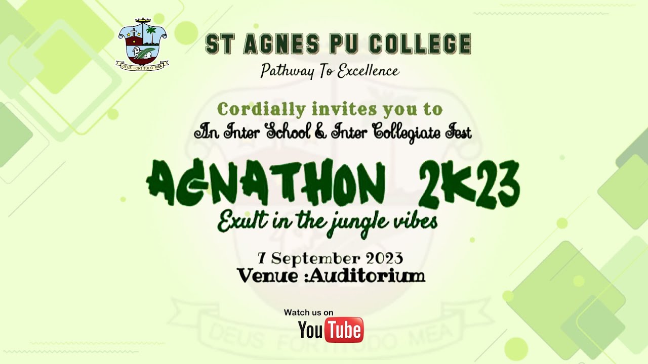 ST AGNES PRE UNIVERSITY COLLEGE || AGNATHON 2K23 || LIVE STREAMING ...