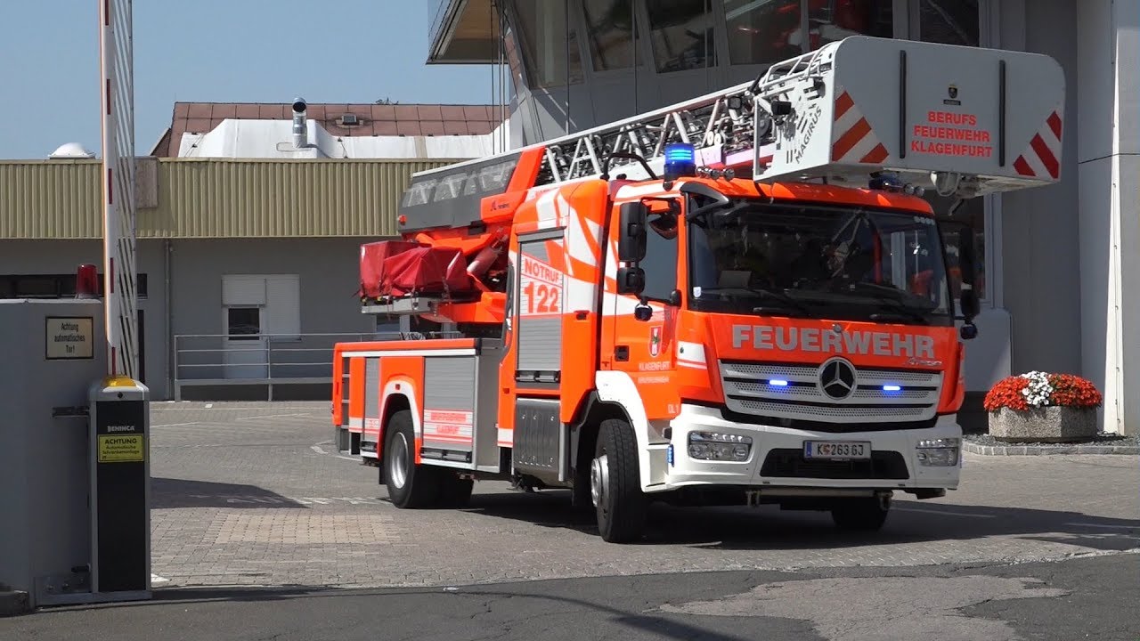 3x Berufsfeuerwehr Klagenfurt auf Einsatzfahrt - YouTube