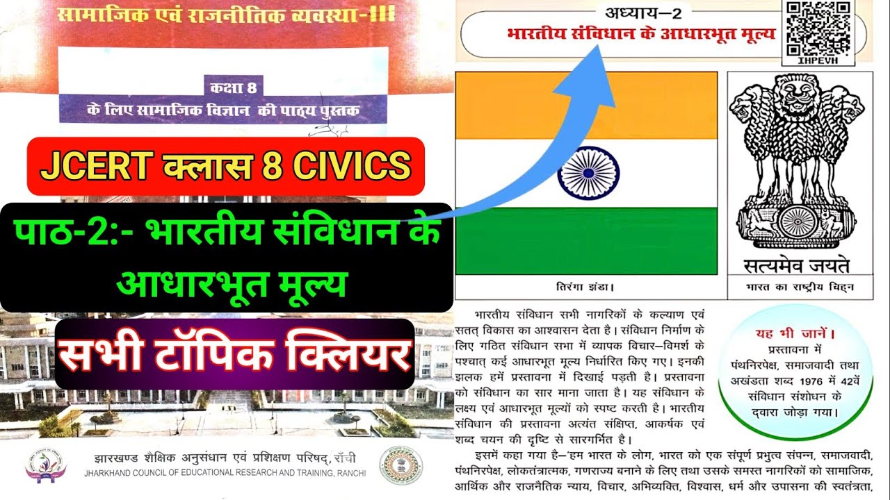 JCERT Class 8 Civics Chapter 2 | भारतीय संविधान के आधारभूत मूल्य | Jac ...