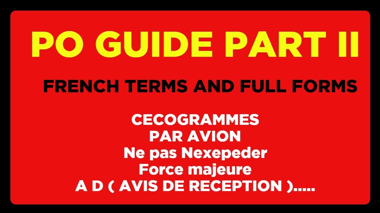 ABBREVATIONS IN POST OFFICE GUIDE PART II / PO GUIDE PART II IMPORTANT ...