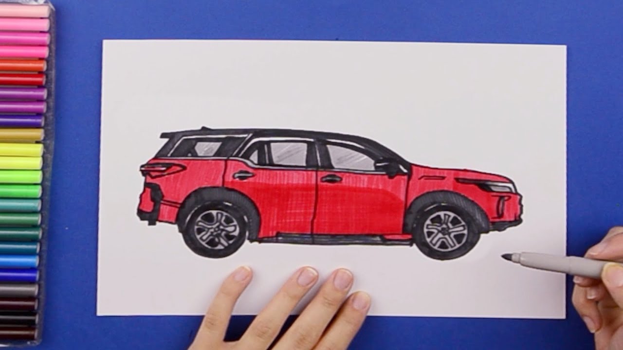 How to draw Toyota Fortuner car - YouTube