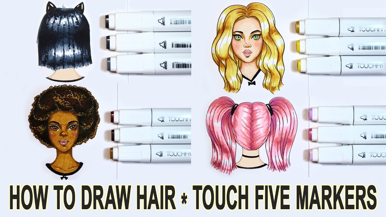 HOW TO DRAW HAIR WITH TOUCH FIVE MARKERS TUTORIAL Cheap Copic how-to-draw-hair-with-touch-five-markers-tutorial-cheap-copic
